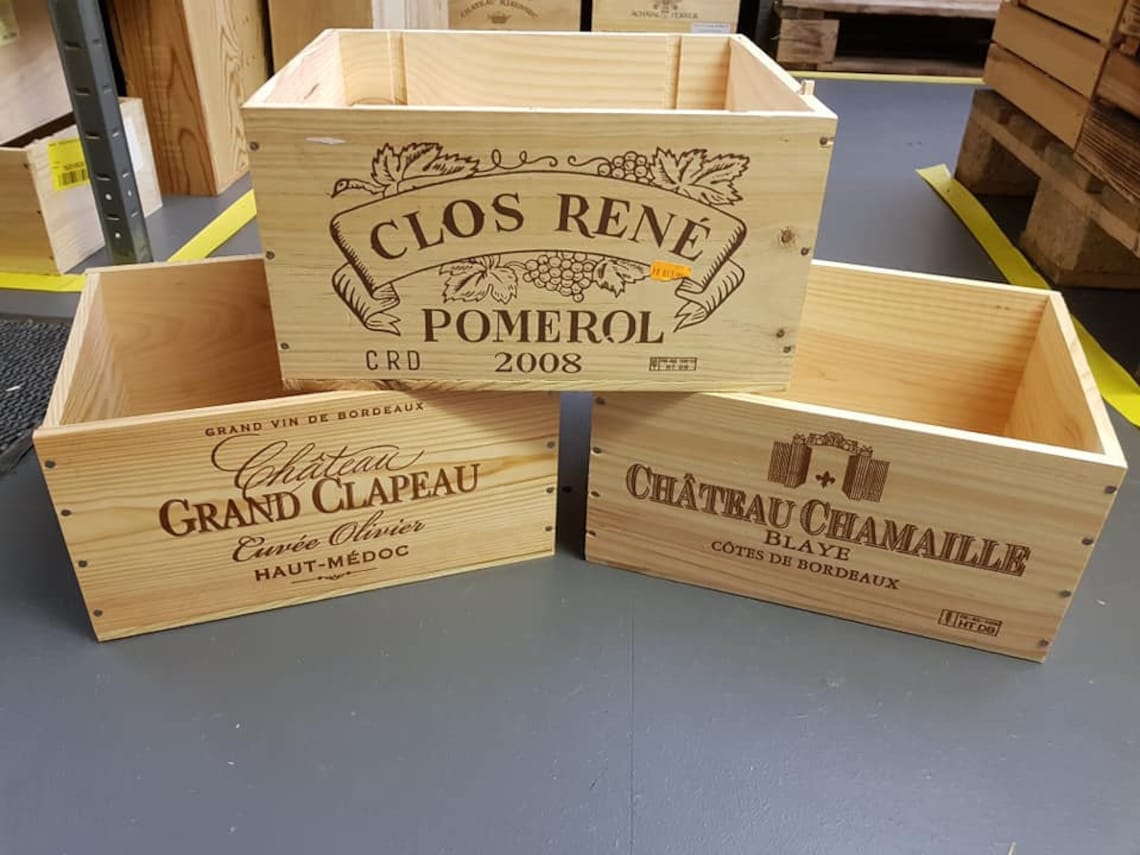 5 Pack of Traditional Genuine FRENCH WOODEN WINE Boxes / Crates ...