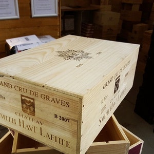 FRENCH Wooden Wine Box WITH LID -traditional Box / Crate / Storage Unit ...