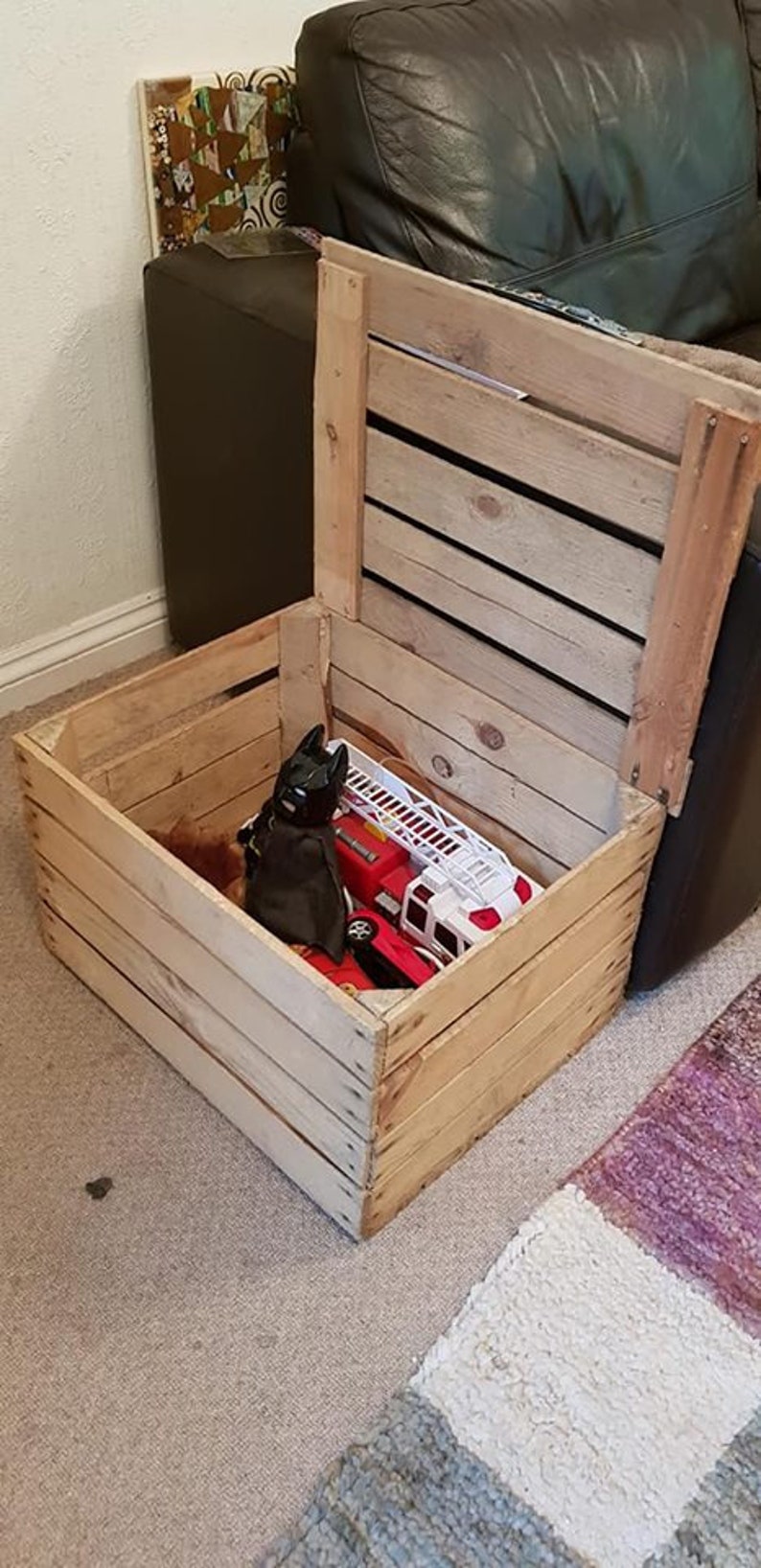 Vintage Wooden Apple Crate With Lid Ideal Toy Box Dog Toy | Etsy