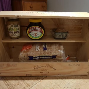 Handmade French Wooden Wine Box BREAD BIN Station / Kitchen Organiser ...