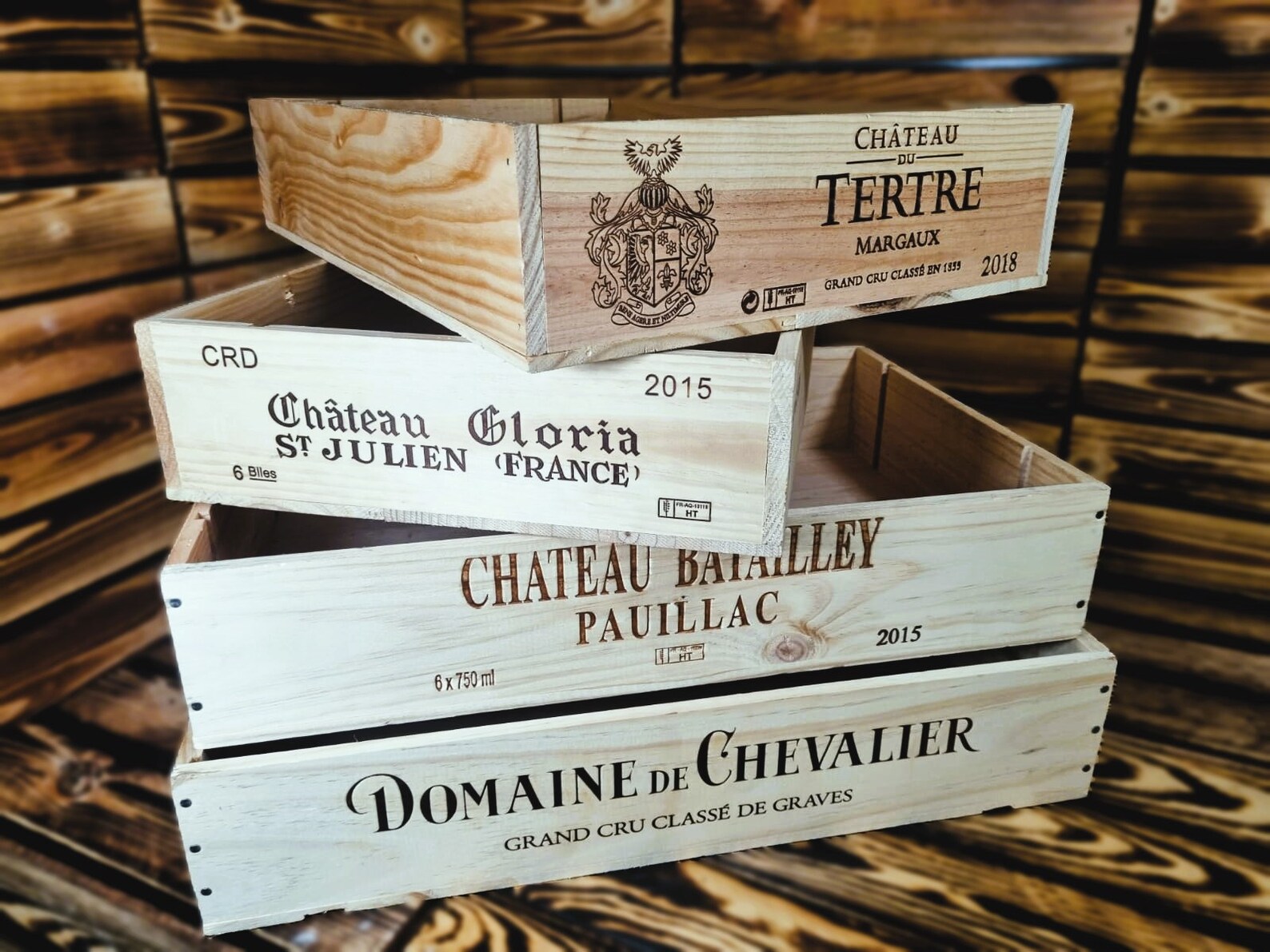 5 X Half Sized Traditional Flat / Tray FRENCH WOODEN WINE Box / Crate ...