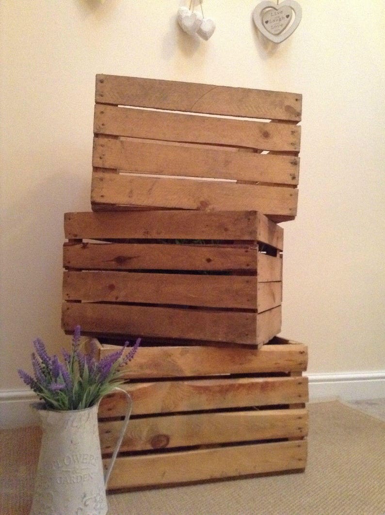 Vintage Wooden Apple Crate, Rustic Wood Box, Wedding Decor, Farmhouse ...