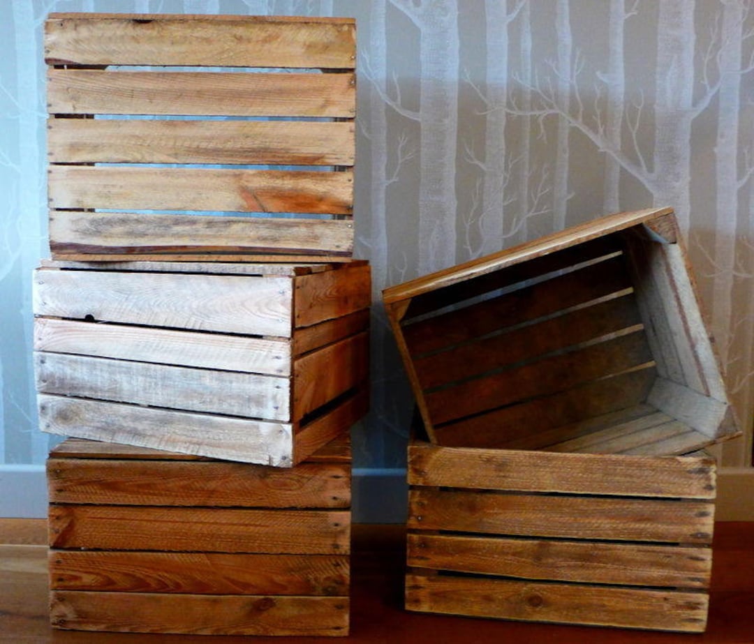 Vintage Wooden Apple Crate, Rustic Wood Box, Wedding Decor, Farmhouse ...