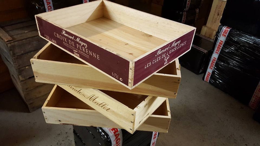 Pack of 3 Traditional Flat / Tray FRENCH WOODEN WINE Box / Crate ...