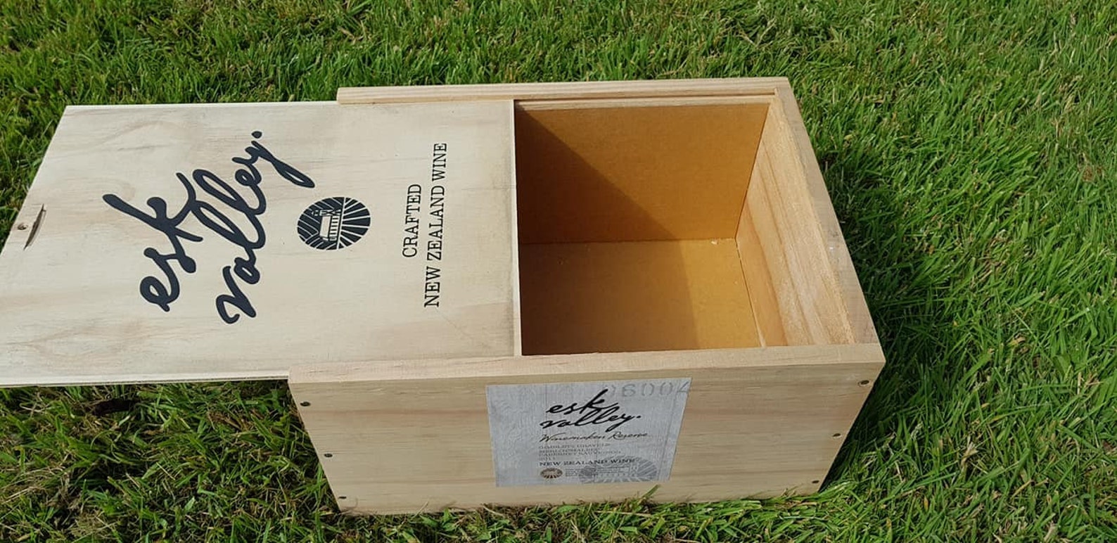 TRADITIONAL Wooden WINE Box With SLIDING Lid - Crate / Storage Unit (6 ...