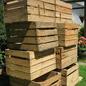 6 X Vintage Rustic European Wooden Apple Crates, Ideal Storage Boxes ...