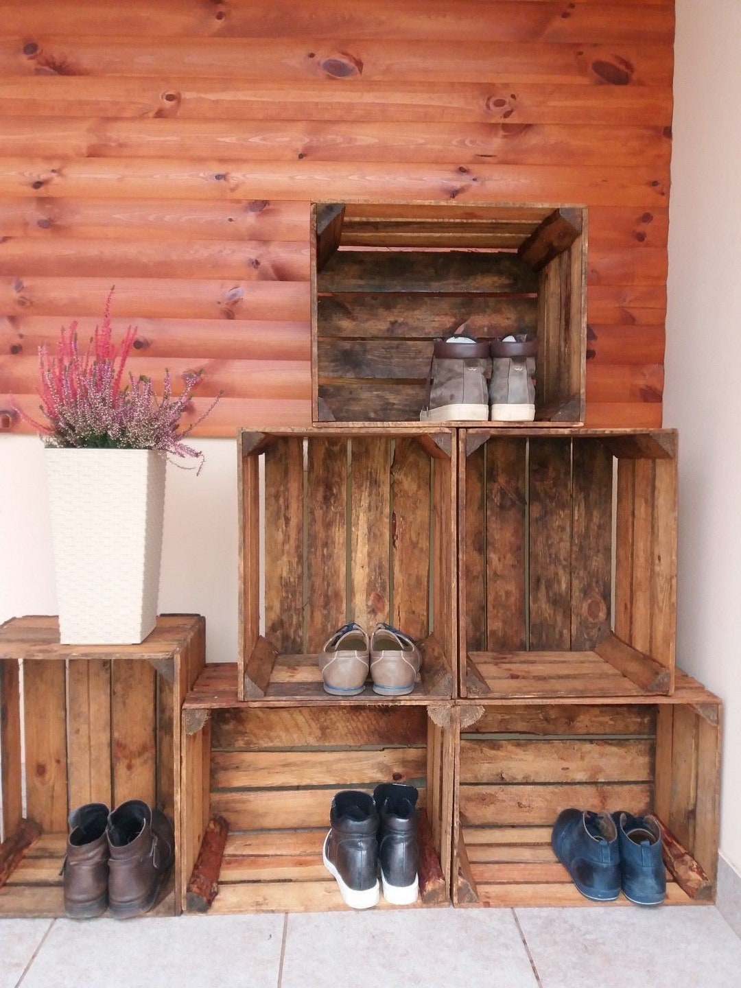 6 X Vintage Rustic European Wooden Apple Crates, Ideal Storage Boxes ...