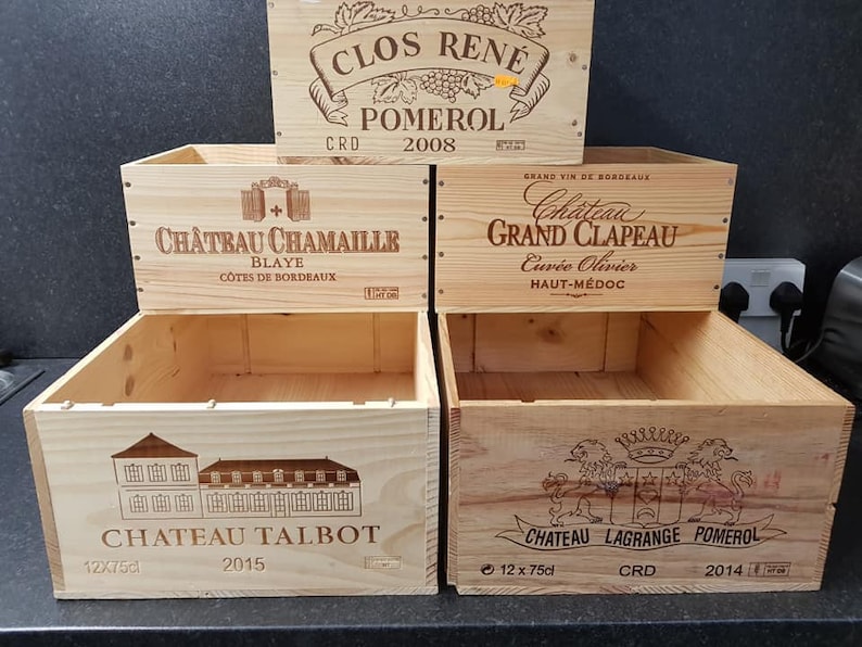 5 Pack of Traditional Genuine FRENCH WOODEN WINE Boxes / Crates ...