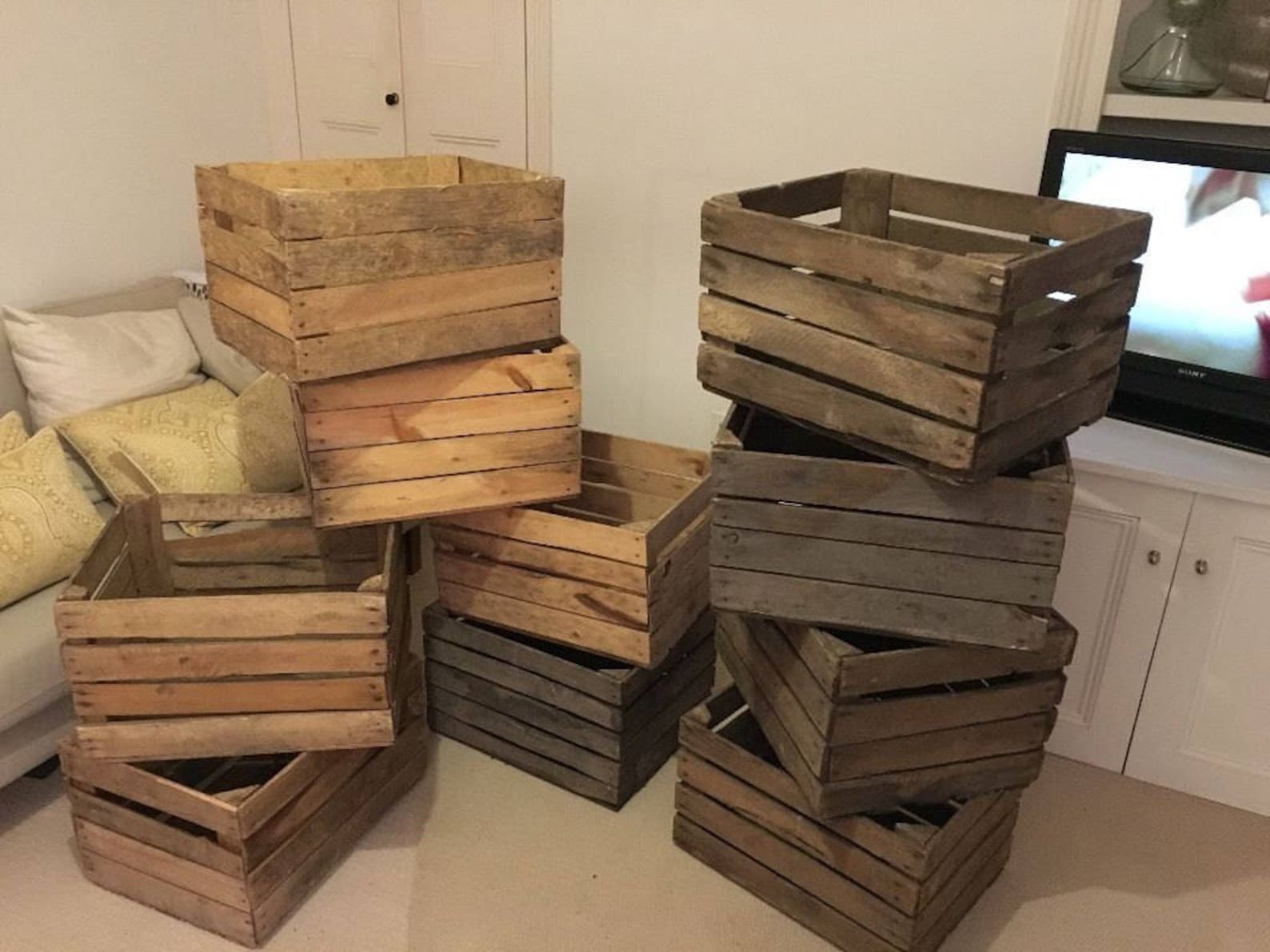 Vintage Wooden Apple Crate, Rustic Wood Box, Wedding Decor, Farmhouse ...