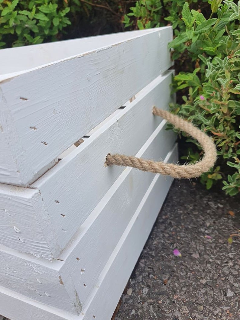 WHITE & BURNT WOOD Log Crate / Fire Wood kindling Log store / | Etsy