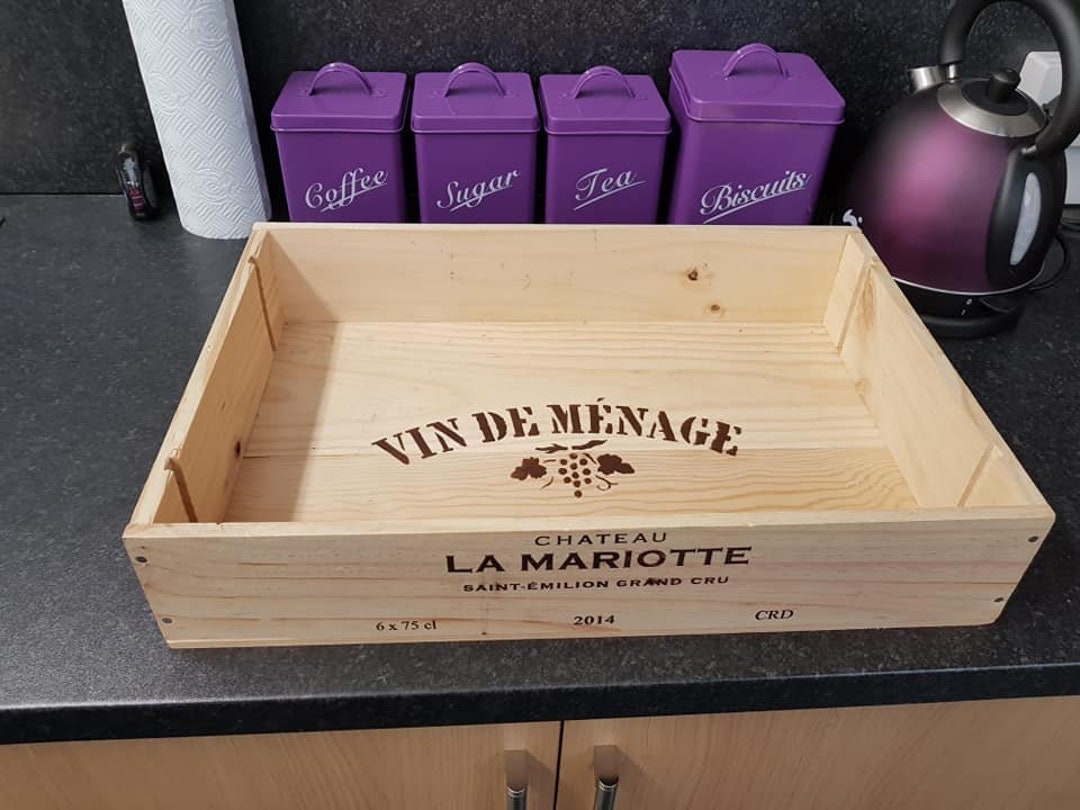 French Wooden Wine Box TRAY With Handles- Dinner Tray, Tea Tray ...