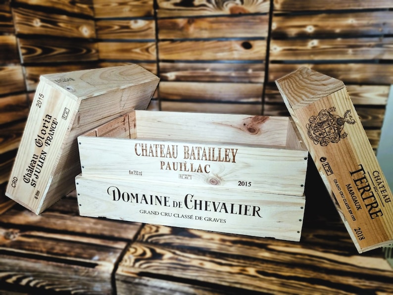 5 X Half Sized Traditional Flat / Tray FRENCH WOODEN WINE Box / Crate ...