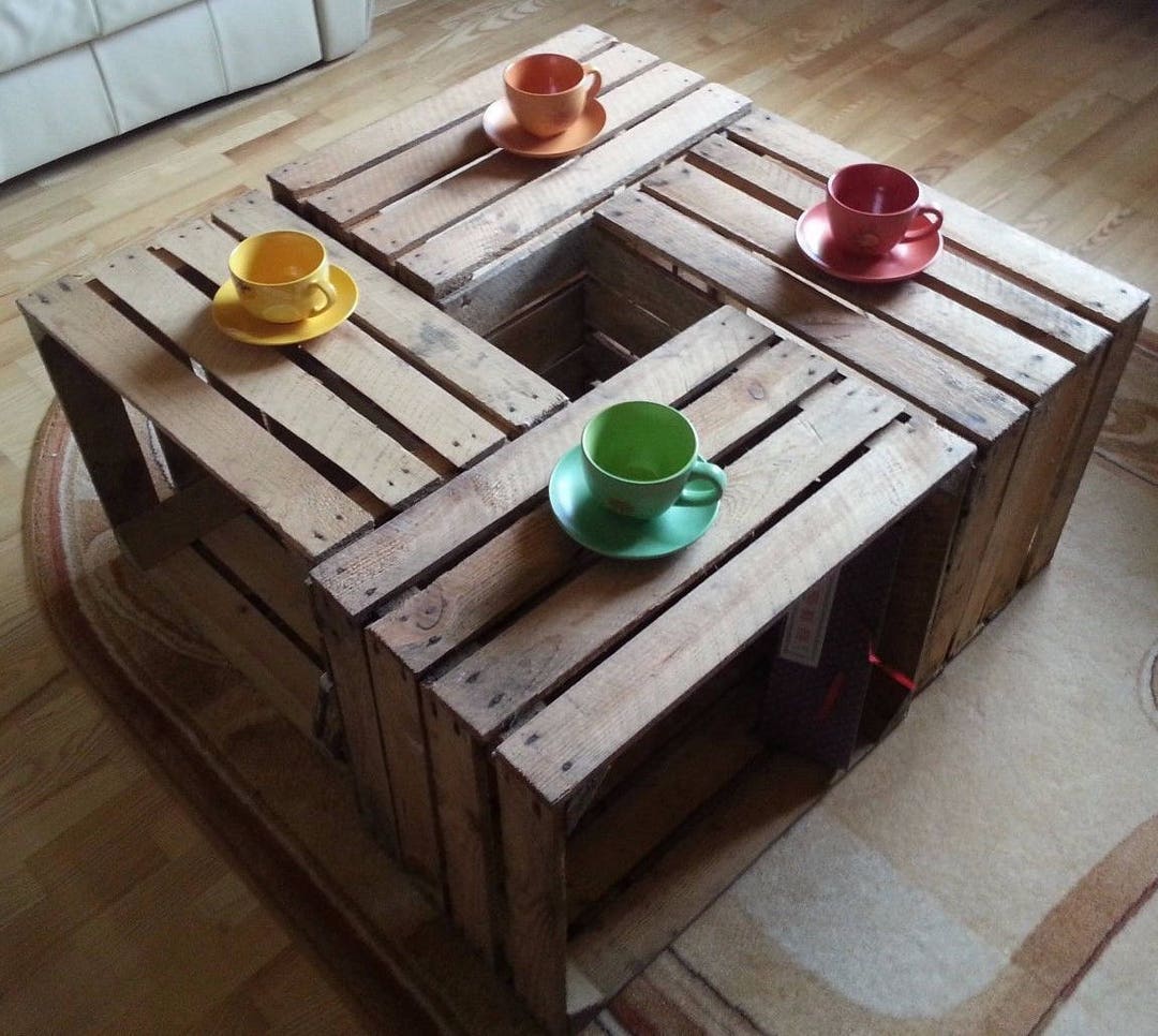 4 X Vintage Wooden Apple Crate, Rustic Wood Box, Wedding Decor, Coffee ...