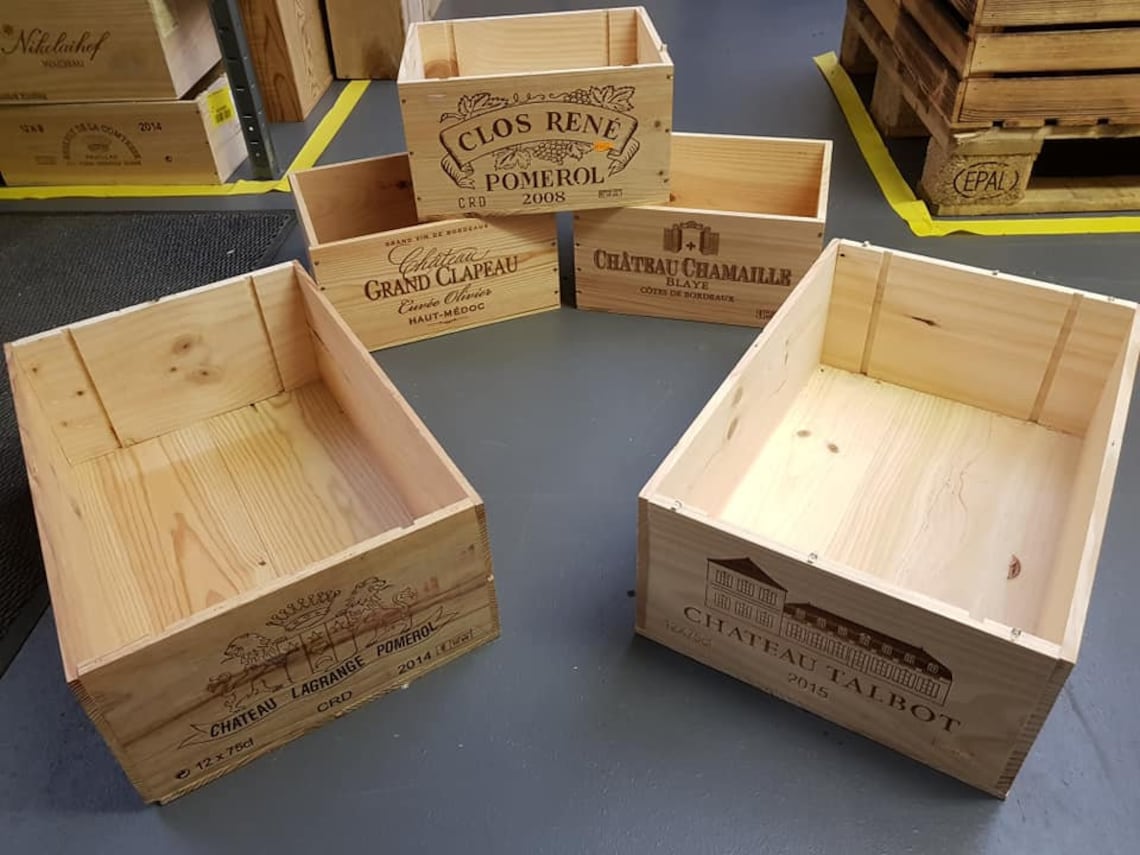 5 Pack of Traditional Genuine FRENCH WOODEN WINE Boxes / Crates ...