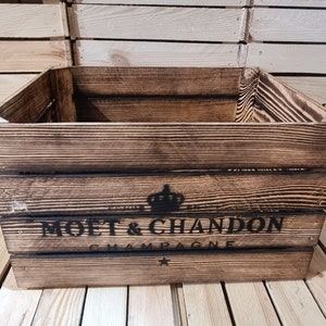 MOET & CHANDON Champagne Rustic Retro Wood Apple Crate Storage Box ...