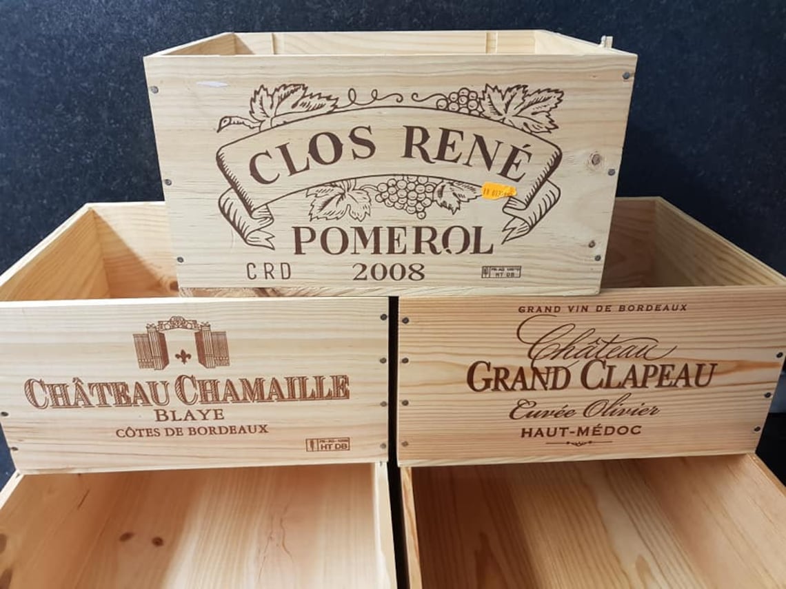 5 Pack of Traditional Genuine FRENCH WOODEN WINE Boxes / Crates ...