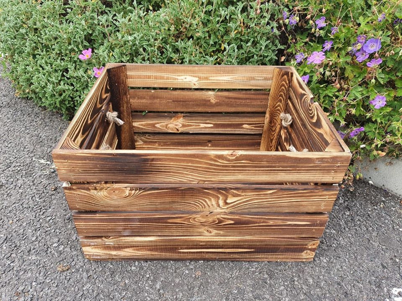 BURNT WOOD Log Crate / Fire Wood Kindling Log Store / Carrier | Etsy