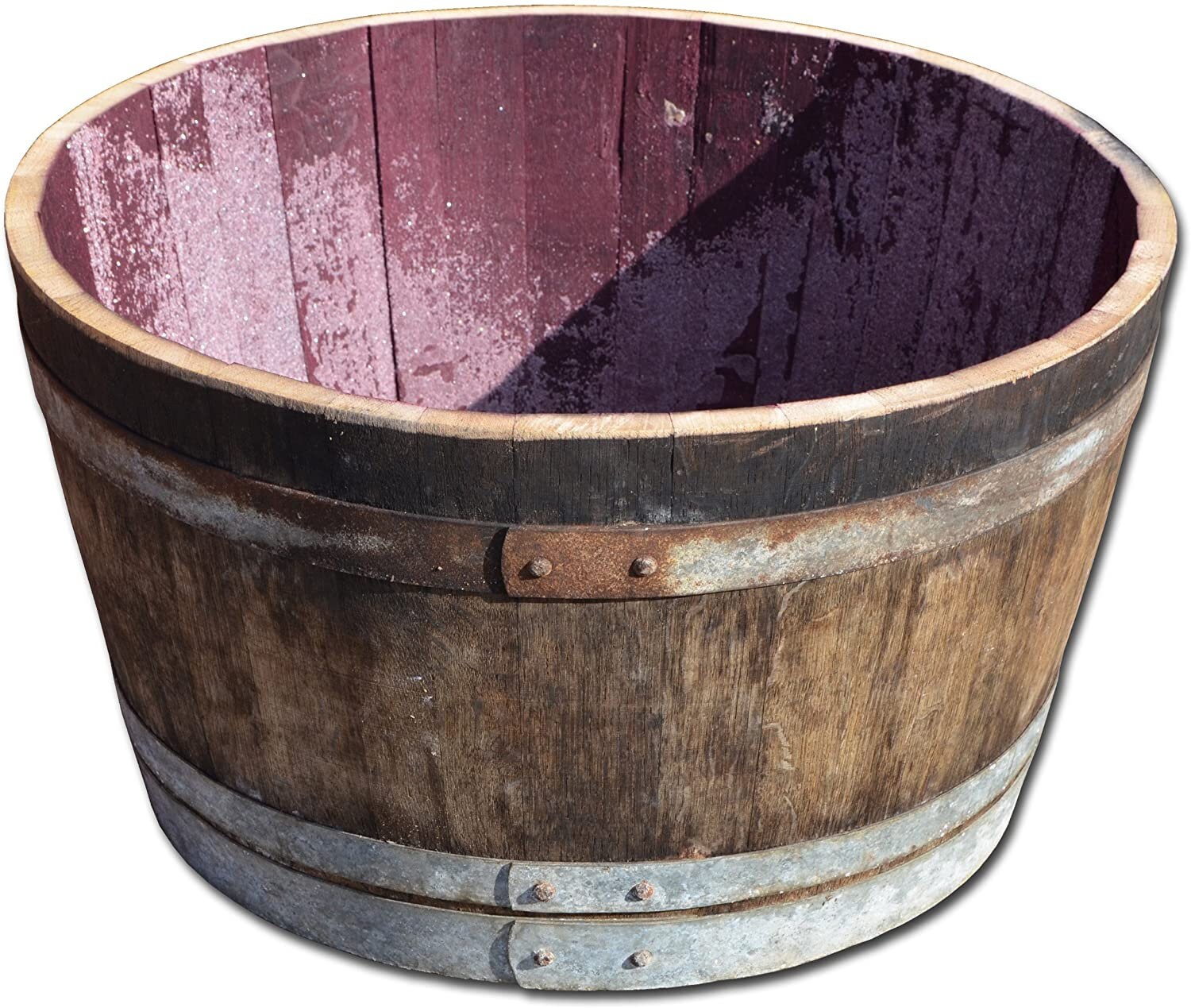 WINE OAK BARREL Planter Pot - half cut Wooden Keg Barrels ideal for the ...
