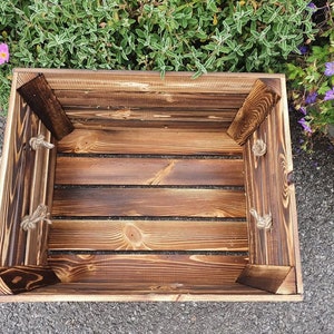 BURNT WOOD Log Crate / Fire Wood Kindling Log Store / Carrier Holder ...