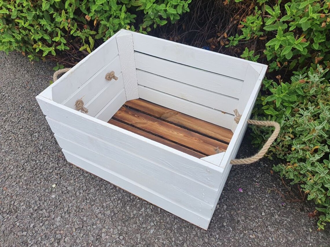 WHITE & BURNT WOOD Log Crate / Fire Wood Kindling Log Store / | Etsy