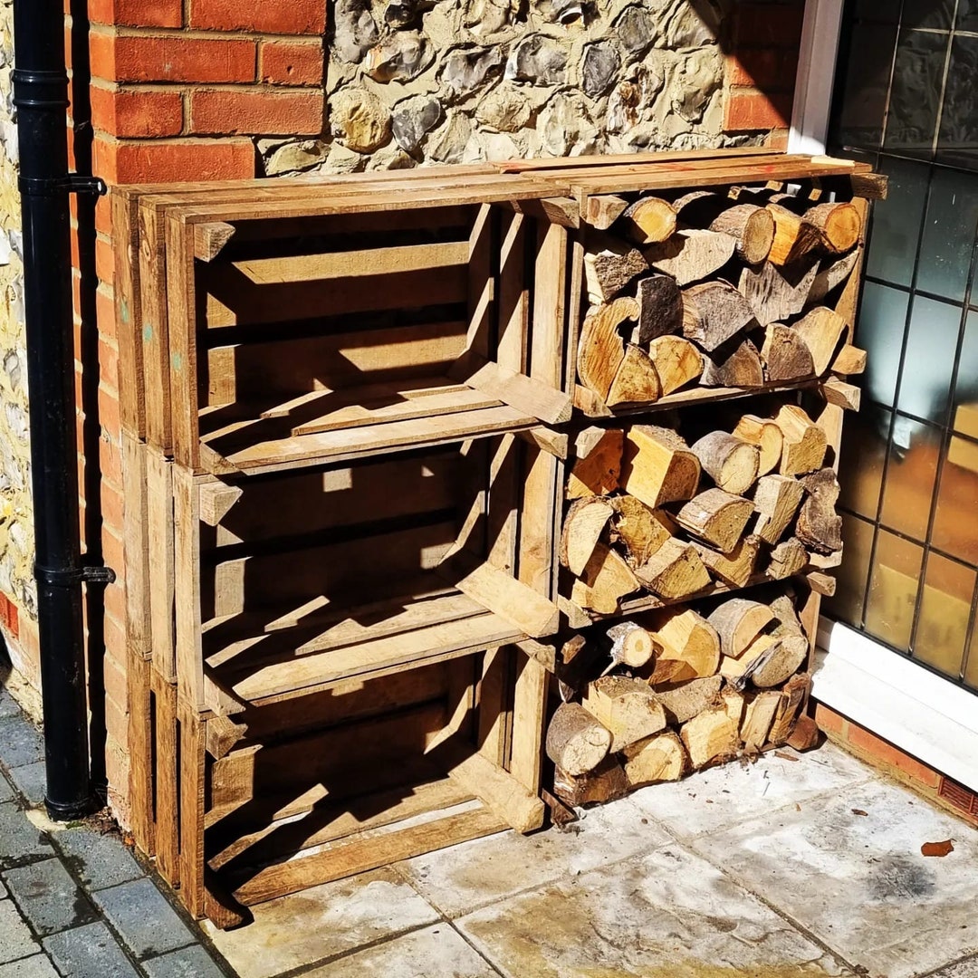 VINTAGE WOODEN Log Store | Timber Store | Wood Burner - APPLE Fruit ...