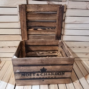 MOET & CHANDON Champagne Rustic Retro Wood Apple Crate Storage Box ...