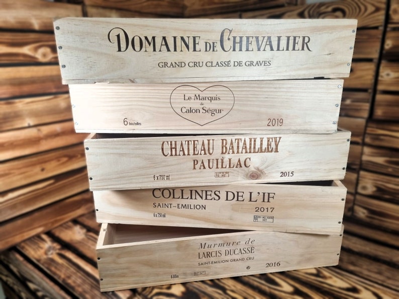 5 X Half Sized Traditional Flat / Tray FRENCH WOODEN WINE Box / Crate ...