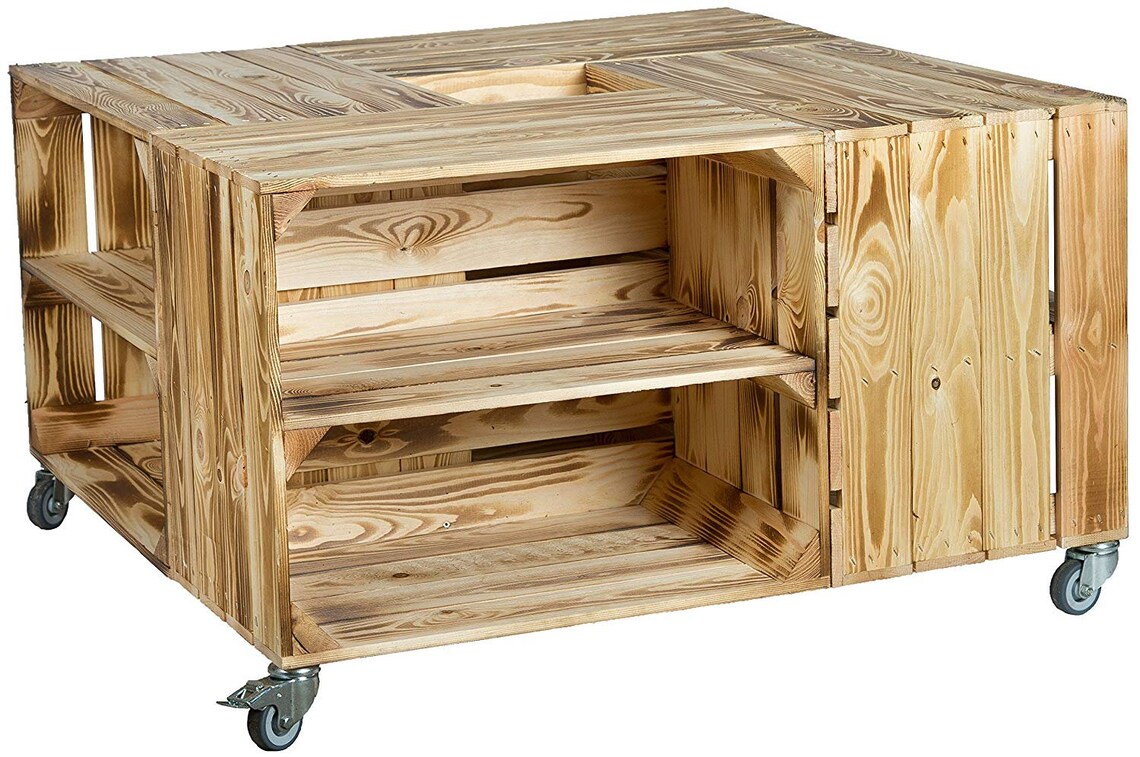 Vintage Apple Crate Coffee Table, With Shelving on Castors , Hand Made ...