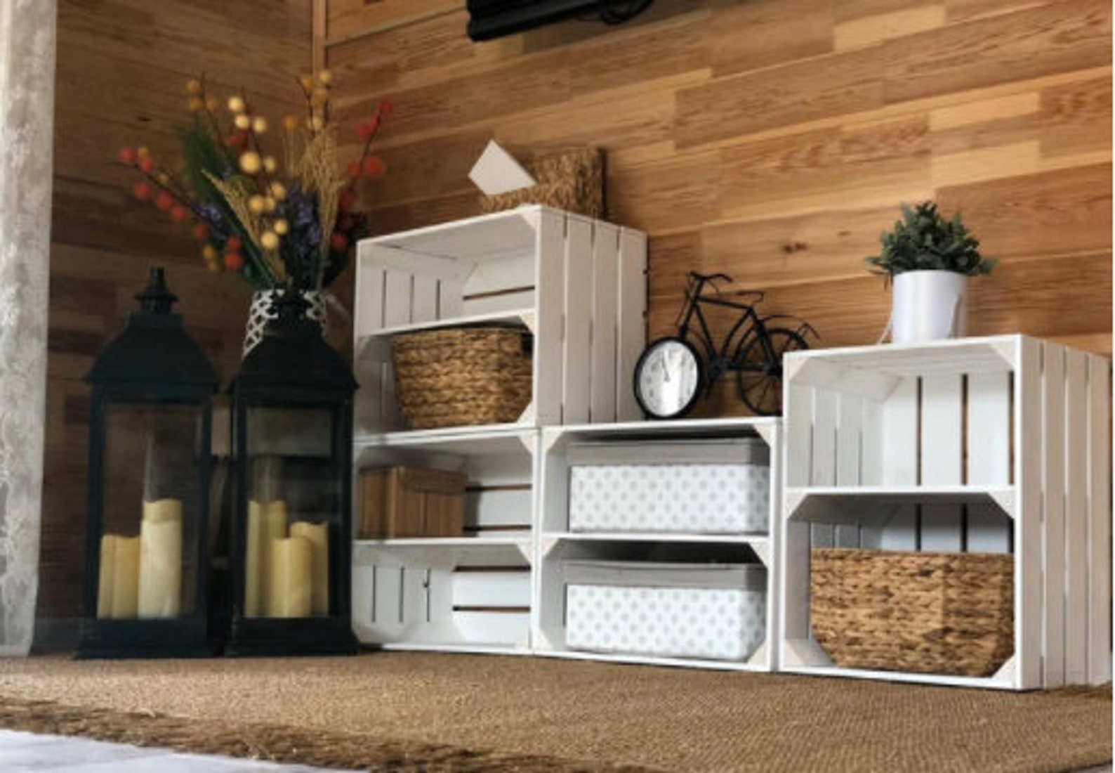 1 X White Painted Crate With LONG WHITE Shelf Wooden Apple - Etsy UK