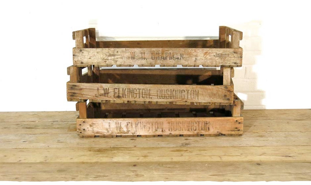 6 X CHITTING VEGETABLE TRAYS - Vintage Antique Rustic Wood Farm Tray ...