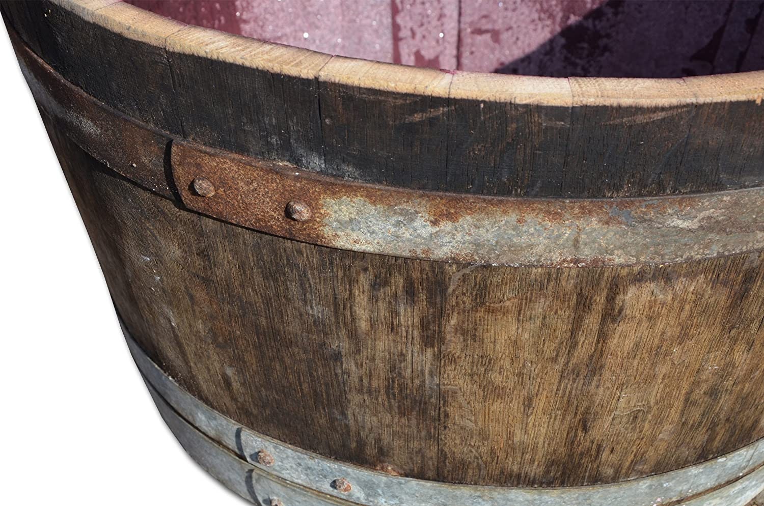 Wine OAK BARREL Planter Pot - half cut Wooden Keg Barrels ideal for the ...