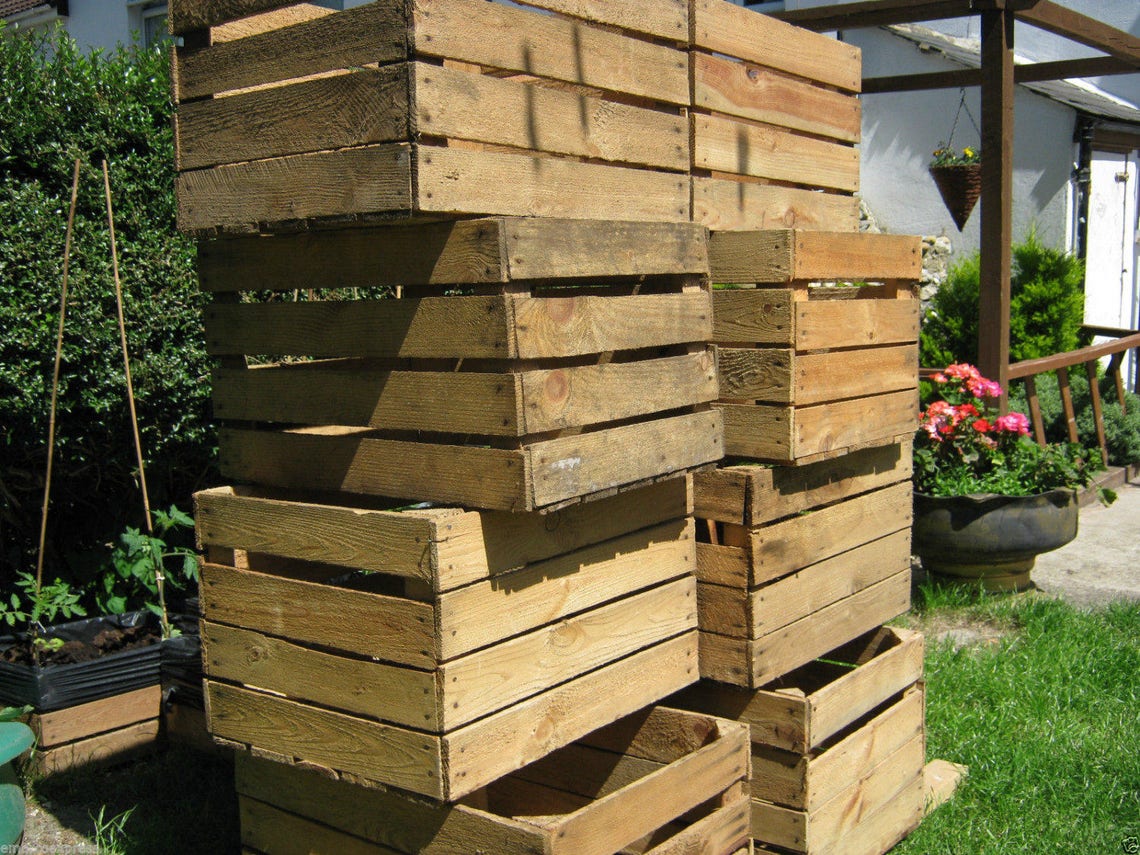 1 X Vintage Rustic European Wooden Apple Crates, Ideal Storage Boxes ...