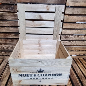 MOET & CHANDON Champagne Rustic Retro Wood Apple Crate Storage Box ...