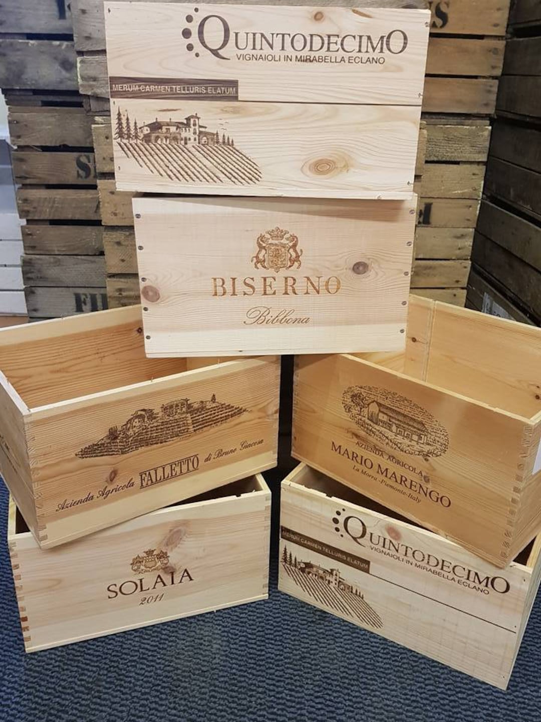 6 X French / Spanish / Portuguese / Argentinian WINE BOXES Used Wooden ...