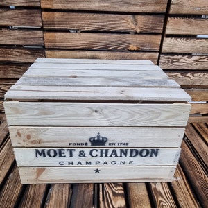 MOET & CHANDON Champagne Rustic Retro Wood Apple Crate Storage Box ...