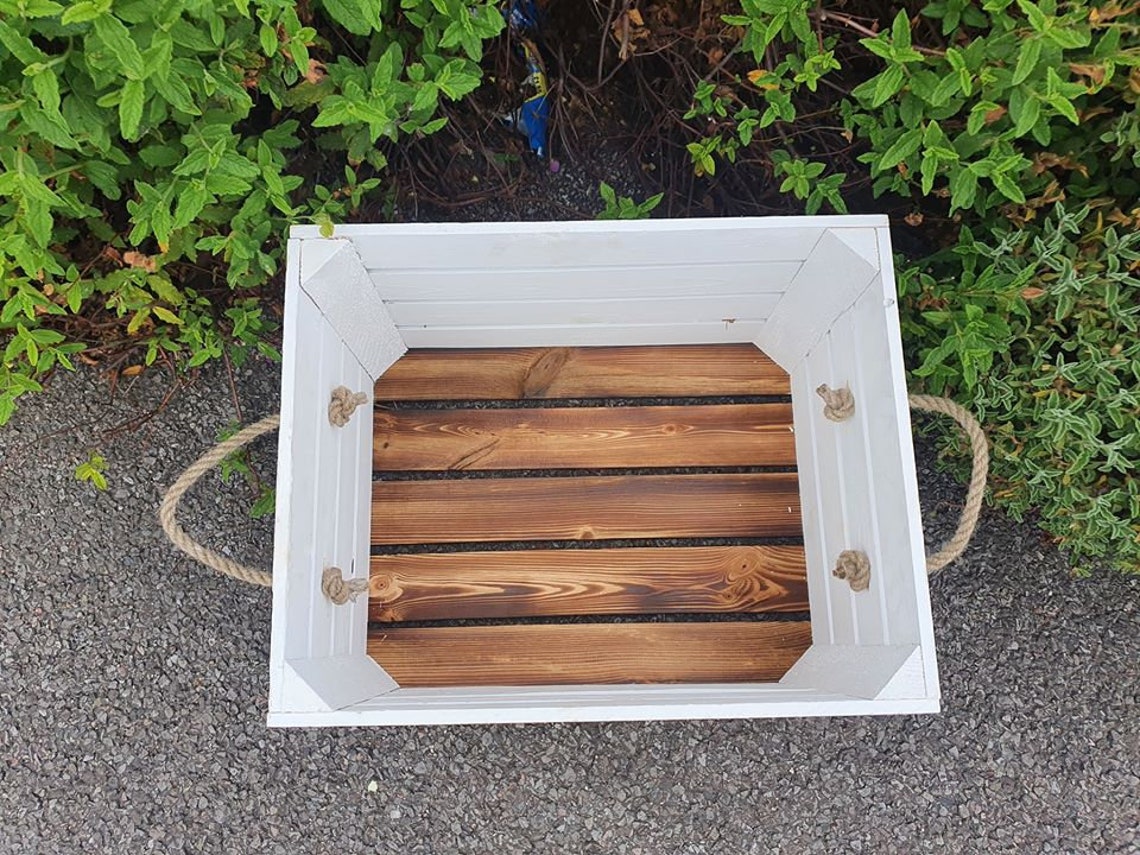 WHITE & BURNT WOOD Log Crate / Fire Wood Kindling Log Store / | Etsy