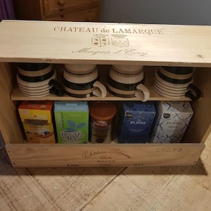Handmade French Wooden Wine Box TEA and COFFEE Station / Kitchen ...
