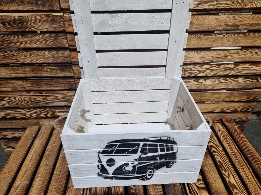 VW Camper VOLKSWAGON Rustic Apple Box Crate - Trunk / Camping / Storage ...