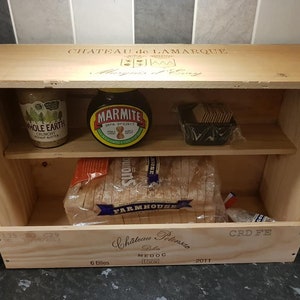 Handmade French Wooden Wine Box BREAD BIN Station / Kitchen Organiser ...
