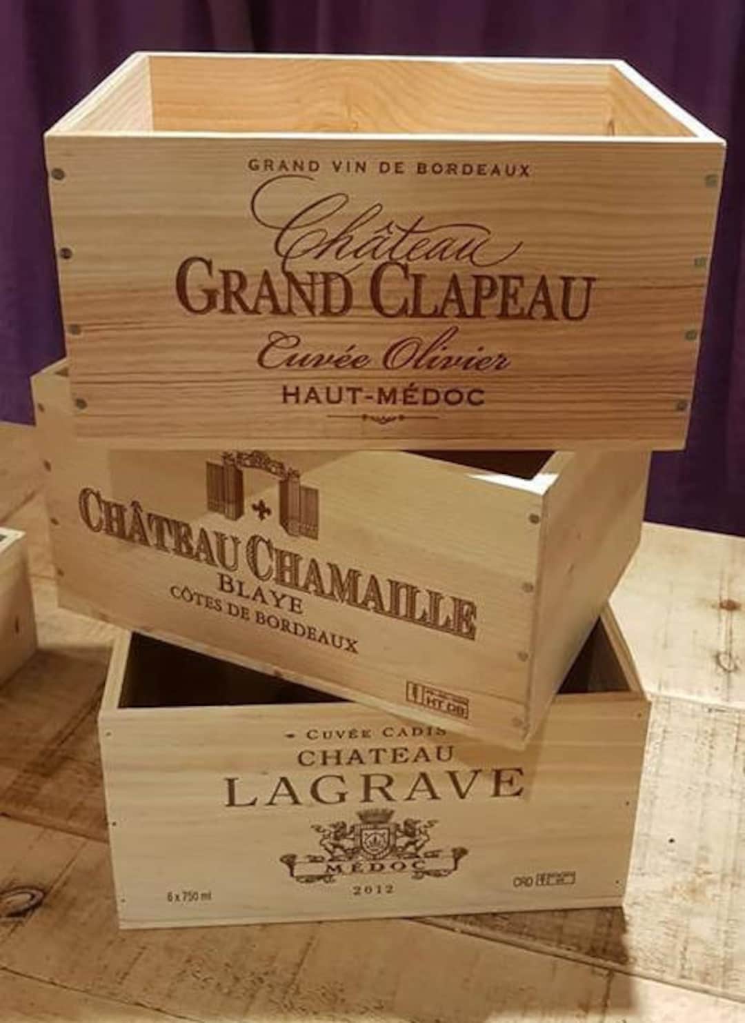 4 Pack of Over Runs - FRENCH WOODEN WINE Box / Crate / Storage Unit (6 ...