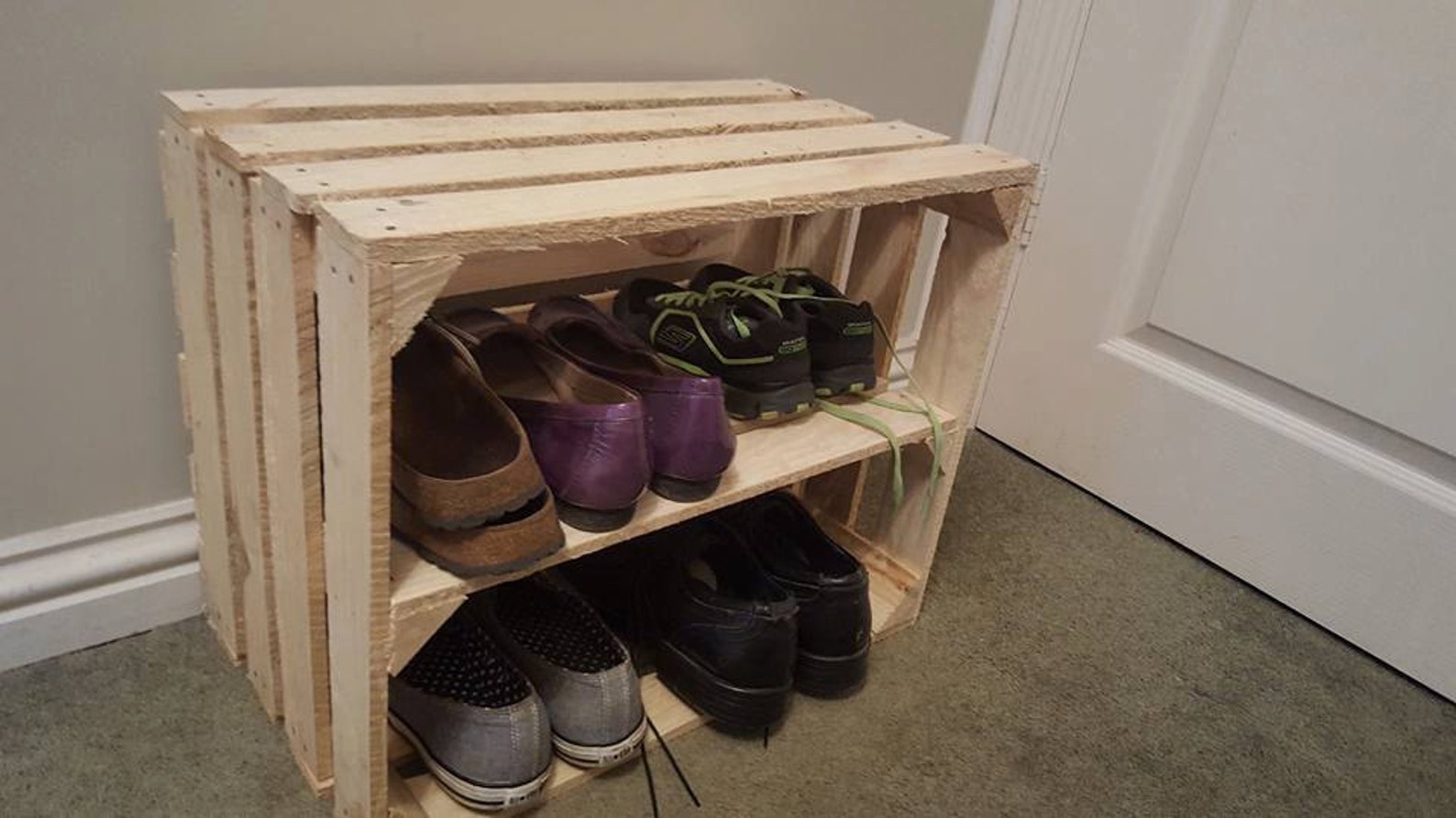 SHABBY CHIC Wooden Shoe Rack Handmade Vintage Apple Crate - Etsy