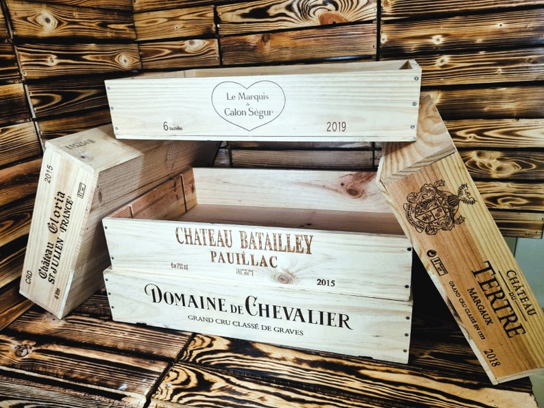 5 X Half Sized Traditional Flat / Tray FRENCH WOODEN WINE Box / Crate ...