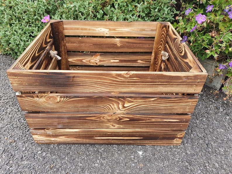 BURNT WOOD Log Crate / Fire Wood Kindling Log Store / Carrier - Etsy