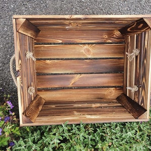 BURNT WOOD Log Crate / Fire Wood Kindling Log Store / Carrier Holder ...