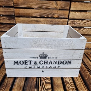 MOET & CHANDON Champagne Rustic Retro Wood Apple Crate Storage Box ...