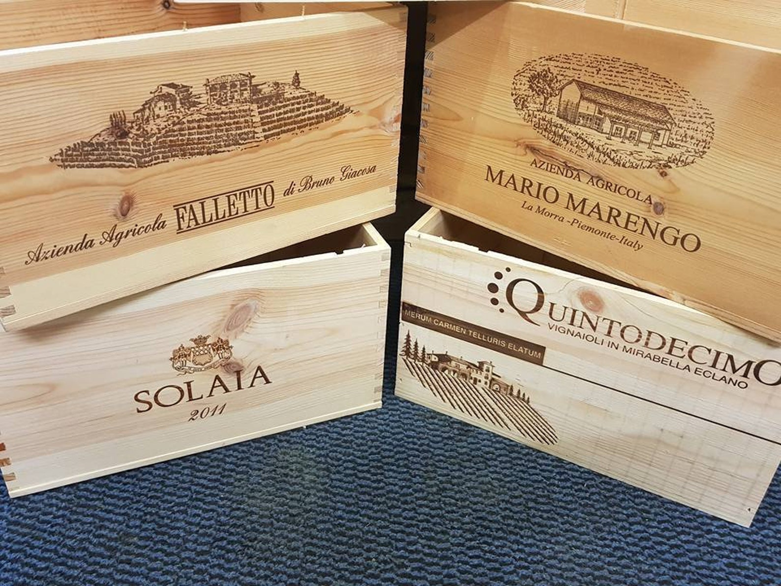 3 X ITALIAN WINE BOXES Used Wooden Crates - Storage Solutions Hampers ...