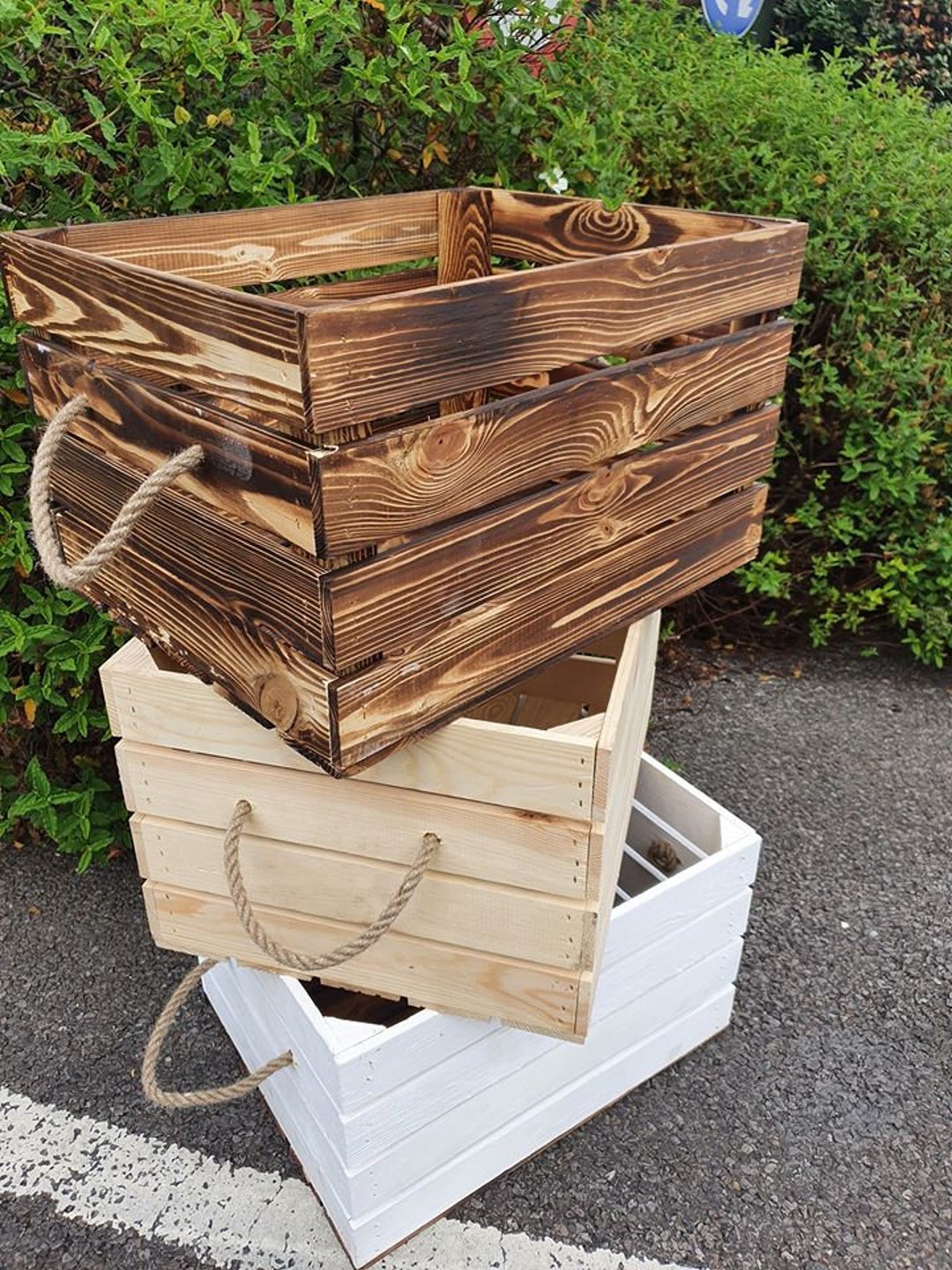 Log Crate / Fire Wood Kindling Log Store / Carrier Holder - Wooden Box ...
