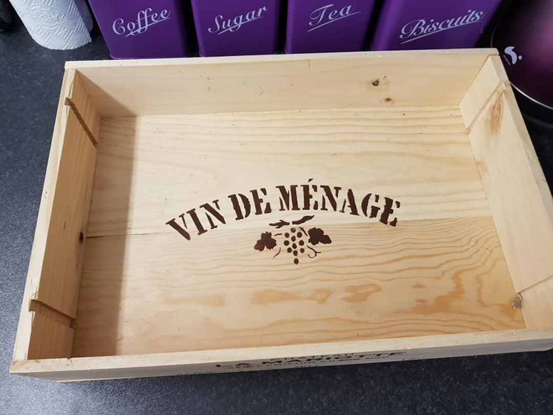 French Wooden Wine Box TRAY With Handles- Dinner Tray, Tea Tray ...