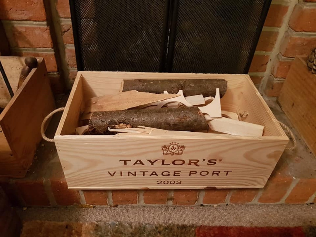 Log Crate / Fire Wood Kindling Log Store / Carrier Holder - Wooden Box ...