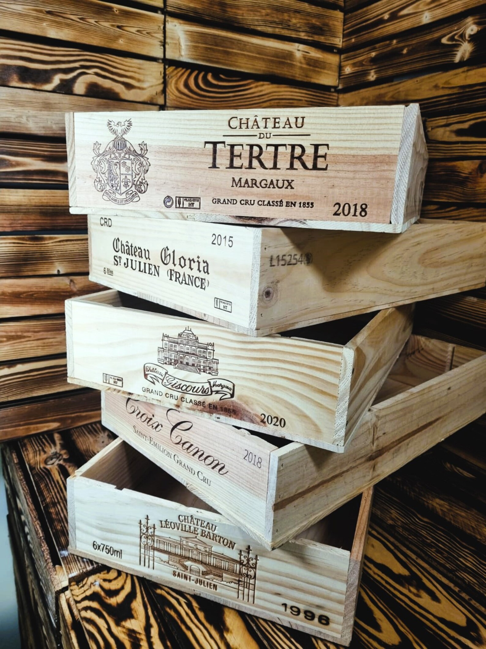 5 X Half Sized Traditional Flat / Tray FRENCH WOODEN WINE Box / Crate ...